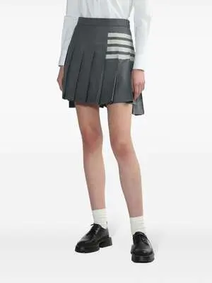 Thom Browne 4-bar Stripe Pleated Mini Skirt - Grey