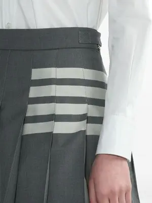 Thom Browne 4-bar Stripe Pleated Mini Skirt - Grey
