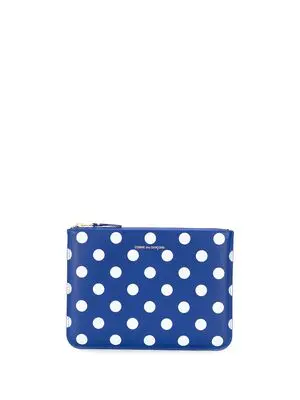 Comme Des Garçons Polka Dot-print Wallet - Blue