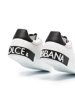 Dolce & Gabbana Portofino Leather Sneakers - White