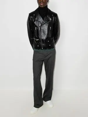 Saint Laurent Leather Zipped Biker Jacket