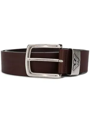 Emporio Armani Leather Logo Belt - Brown