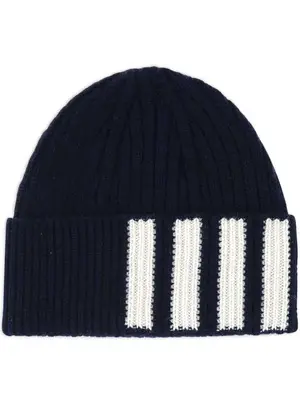 Thom Browne Cashmere Ribbed-knit Beanie - Blue