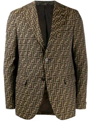 Fendi Ff All Over Logo Print Blazer