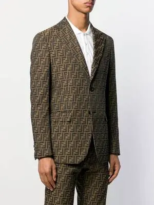 Fendi Ff All Over Logo Print Blazer