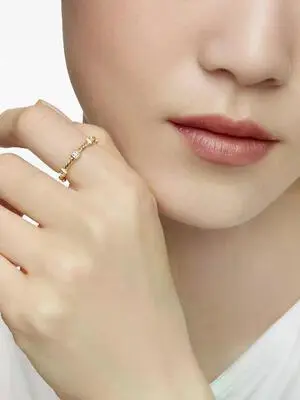 David Yurman 18kt Yellow Cable Collectibles Stations Diamond Stack Ring - Gold
