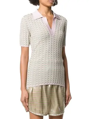 Fendi Check Knit Polo Top