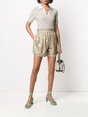 Fendi Check Knit Polo Top