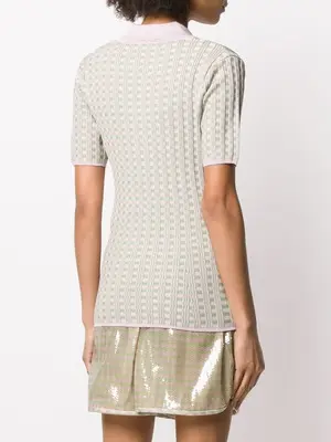 Fendi Check Knit Polo Top