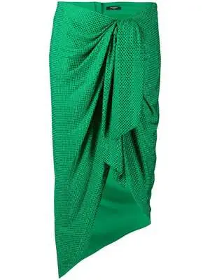 Balmain Polka-dot Ruched Midi Skirt - Green