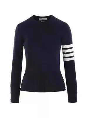 Thom Browne Milano Stitch Cotton Crepe 4-bar Pullover - Blue