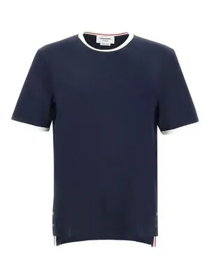 Thom Browne Contrasting-trim T-shirt - Blue