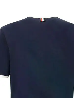 Thom Browne Contrasting-trim T-shirt - Blue