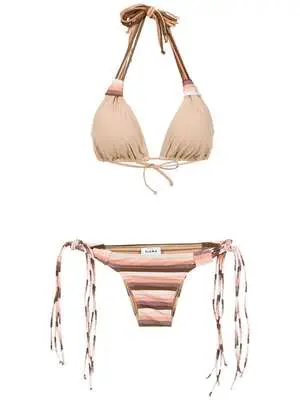 AMIR SLAMA Amir Slama Striped Bikini Set Neutrals