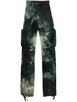 Off-White Tie-dye Cargo Trousers - Black