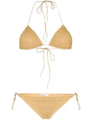 Oseree Lumière Metallic Triangle Bikini - Gold