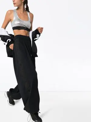 Rabanne Metallic Logo Embroidered Sports Bra