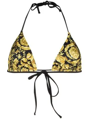 Versace Barocco Printed Bikini Top - White
