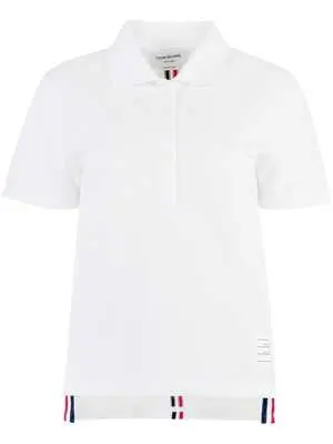 Thom Browne Piqué Rwb Stripe Relaxed Fit Polo Shirt - White