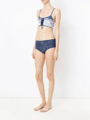 AMIR SLAMA Lace Applique Denim Bikini Set