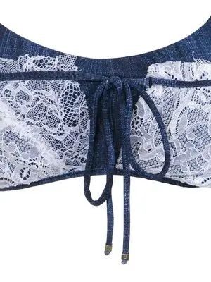 AMIR SLAMA Lace Applique Denim Bikini Set