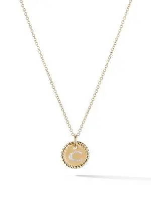David Yurman 18kt Yellow C Initial Diamond Necklace - Gold