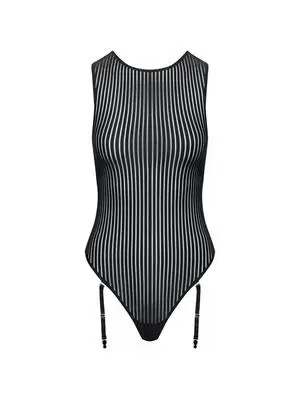 MAISON CLOSE Striped-pattern Thong - Black