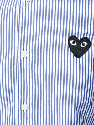 Play Comme Des Garcon Striped Branded Shirt - Blue