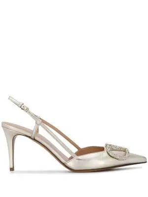 Valentino Garavani 80mm Vlogo Glow Slingback Pumps - Silver