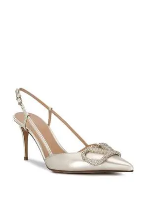 Valentino Garavani 80mm Vlogo Glow Slingback Pumps - Silver