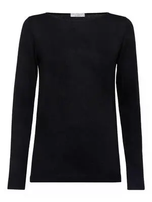 Brunello Cucinelli Cashmere-blend Boat-neck Jumper - Black