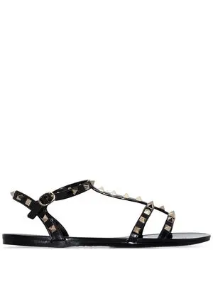 Valentino Garavani Rockstud Flat Sandals - Black