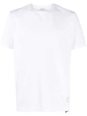 Thom Browne Rwb-stripe Piqué T-shirt - White