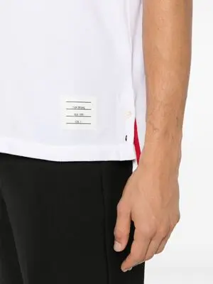 Thom Browne Rwb-stripe Piqué T-shirt - White