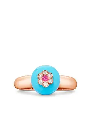 DAVID MORRIS 18kt Diamond, Turquoise And Sapphire Berry Ring - Pink