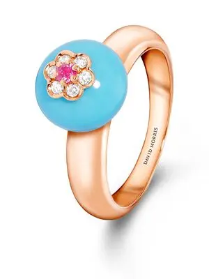 DAVID MORRIS 18kt Diamond, Turquoise And Sapphire Berry Ring - Pink