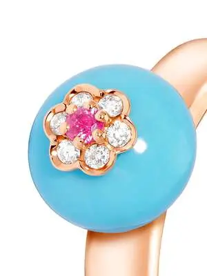 DAVID MORRIS 18kt Diamond, Turquoise And Sapphire Berry Ring - Pink