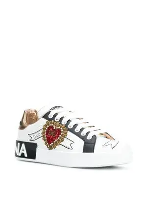 Dolce & Gabbana Portofino Embroidered Sneakers - White