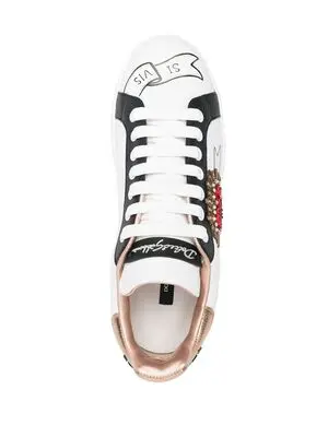 Dolce & Gabbana Portofino Embroidered Sneakers - White