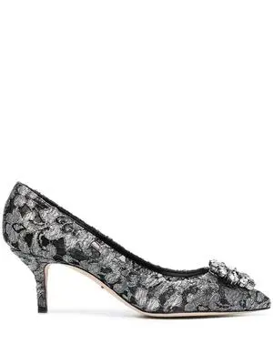 Dolce & Gabbana Bellucci Lace Pumps With Brooch Detail - Black