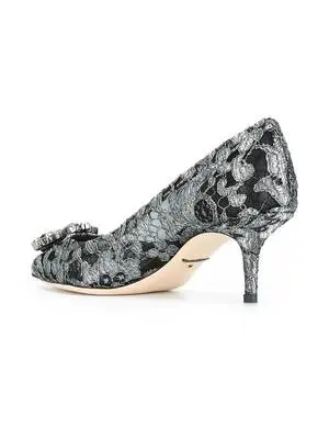 Dolce & Gabbana Bellucci Lace Pumps With Brooch Detail - Black