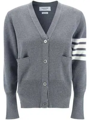 Thom Browne Milano Stitch Merino Wool Cardigan - Grey