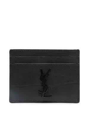 Saint Laurent Monogram Logo Plaque Cardholder - Black