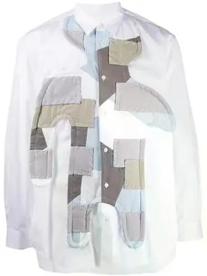 Comme Des Garçons Long-sleeved Patchwork Shirt - White