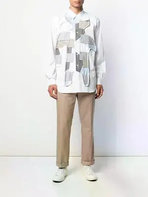 Comme Des Garçons Long-sleeved Patchwork Shirt