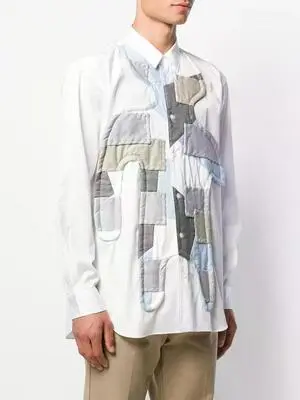 Comme Des Garçons Long-sleeved Patchwork Shirt