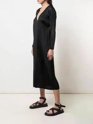 Issey Miyake Long-sleeve Pleated Midi Dress