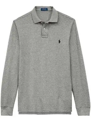 Polo Ralph Lauren Logo Embroidered Long-sleeve Polo Shirt - Grey
