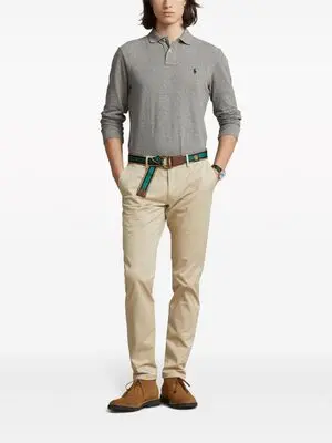 Polo Ralph Lauren Logo Embroidered Long-sleeve Polo Shirt - Grey