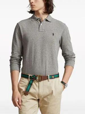 Polo Ralph Lauren Logo Embroidered Long-sleeve Polo Shirt - Grey